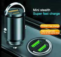 China Car Phone Charger Metal Pull Ring PD30W USB Car Charger Super Fast Charge QC 3.0 for sale