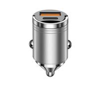 China Metal Sliver Pull Ring USB Car Charger PD 30W Super Fast Car Charger QC 3.0 for sale