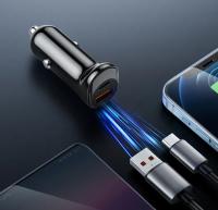 China Metal Silver Pull Ring PD30W Super Fast Car Charger Invisible QC 3.0 Car Charger for sale