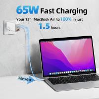 China Foldable 3 Ports Fast Charging Wall Charger 65W USB A USB C Wall Charger for sale