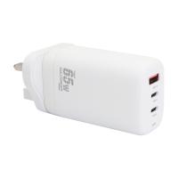 China 65W 3 Port Fast Charging Wall Charger USB C Type C Charger Block For Tablets Phones for sale