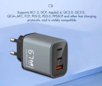 China 67W GaN USB Charger Super Fast Charging Type C Charger PD 3.0 USB C Adapter for sale