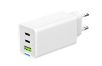China Universal 3 Ports USB GaN Adapter 65W PD QC3.0 US EU Plug Quick Charging Charger for sale