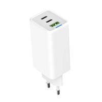 China Universal 3 Ports USB GaN Adapter 65W PD QC3.0 US EU Plug Quick Charging Charger for sale