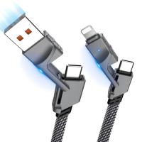 China 60W USB Fast Charging Cable Braided Dual Type C Cord 4 In 1 Multi Charging Cable for sale