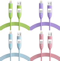 China Multi Function Silicone 4 In 1 Charging Cable 60W Fast Charging USB Data Cable for sale