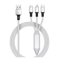 China 1.2M 2A Braided +ABS+aluminum USB Cable Customizable 3 In 1 LED LIGHT Data Cable For Mobile Phone Charging for sale