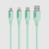 China USBA-C/A-M/A-L 2A Charge and Data Transfer Cable with Colorful Silicone Series and Aluminum Connector in Blue White Green and Pink for sale