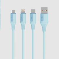 China USBA-C/A-M/A-L 2A Charge and Data Transfer Cable with Colorful Silicone Series and Aluminum Connector in Blue White Green and Pink for sale