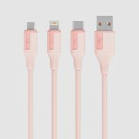 China USBA-C/A-M/A-L 2A Charge and Data Transfer Cable with Colorful Silicone Series and Aluminum Connector in Blue White Green and Pink for sale