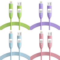 China 1m  C-C66W C-L27W Multi Function Silicone 4 In 1 Charging Cable Fast Charging USB Data Cable for sale