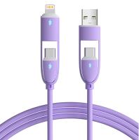 China 1m  C-C66W C-L27W Multi Function Silicone 4 In 1 Charging Cable Fast Charging USB Data Cable for sale