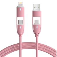China 1m  C-C66W C-L27W Multi Function Silicone 4 In 1 Charging Cable Fast Charging USB Data Cable for sale