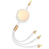 China Customizable 3 In 1 Data Cable For Mobile Phone Charging 1.38M 5V 4A TPE with ABS with aluminum alloy USB Cable black for sale