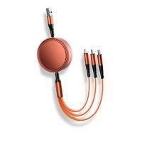 China OEM Support Customized 3 In 1 Data Cable 1.3 M 3A TPE With USBA To Micro To Lighting To Type C For Mobile Phone Charging for sale