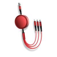 China OEM Support Customized 3 In 1 Data Cable 1.3 M 3A TPE With USBA To Micro To Lighting To Type C For Mobile Phone Charging for sale