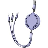 China Multi Function Charging Cable in Purple Yellow Green Red 3 in 1 TPE for Mobile Phone for sale