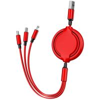 China Multi Function Charging Cable in Purple Yellow Green Red 3 in 1 TPE for Mobile Phone for sale