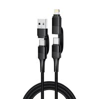 China 1m 4 In 1 High Speed Multi Function Braided Cable USB Type C To Type C to Lightning Charging Cable for sale
