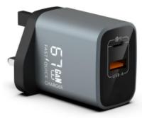 China 67W GaN USBA With USB C Dual Ports Charger Super Fast Charging Charger PD Adapter RoHS Certified 100-240V Global Universal for sale