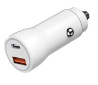 China PD QC 20W USB A USBC Dual Ports Car Fast Charger Smartphone With Light Output 2 In 1 Travel Charger for sale