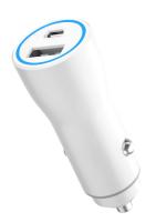 China PD QC 20W USB A USBC Dual Ports Car Fast Charger Smartphone With Light Output 2 In 1 Travel Charger for sale
