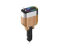 China 100W Dual Ports Car Charger with 2 Stretchable USBC Cable and LED Light for Digital Devices Aluminum Alloy Glass Panel for sale