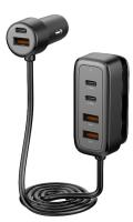 China 2025 LX Dual Ports USB Car Charger with Spring Wire and USB C/Lighting Cable for sale