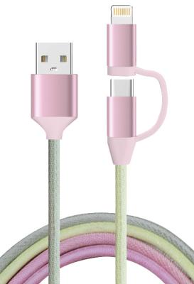 China 2025 2-In-1 1M Braided Phone Charging Cable Durable Material and Tangle-Free Design for sale