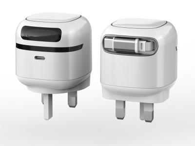 China White ABS Gan Charger With Retractable USB-C Cable  Customized OEM Support for sale