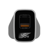 China 45W GaN Fast Charger with Color Display USB-C Adapter for Universal Device Charging ABS Material OEM Support Customized for sale