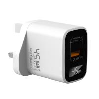 China 45W GaN Fast Charger with Color Display USB-C Adapter for Universal Device Charging ABS Material OEM Support Customized for sale