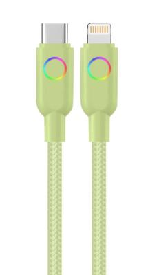 China Green Braided Type-C to Lightning Cable with Customizable Options and Colorful Rings for sale