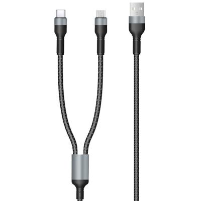 China Space-Saving 2-in-1 Charging Cable 3A Fast Charge 100cm Length Aluminum Housing for sale
