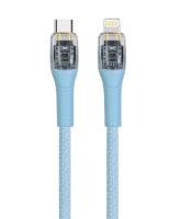 China OEM Light Blue Silicone USB-C to Lightning Cable by Translucent Tech for sale