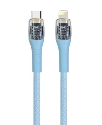 China OEM Light Blue Silicone USB-C to Lightning Cable by Translucent Tech for sale