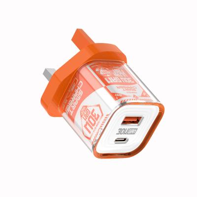 China 30W A+C  Fast - Charge Adapter with Transparent Design & Dual Ports for sale