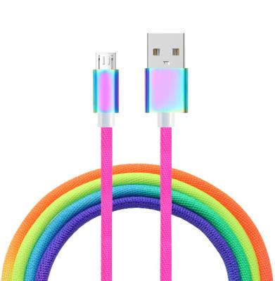 China Vibrant Rainbow Braided Cable - Metal Connector & Tangle-Free Design for sale