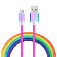 China Vibrant Rainbow Braided Cable - Metal Connector & Tangle-Free Design for sale