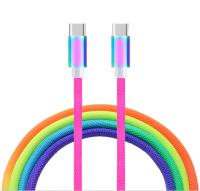 China Vibrant Rainbow Braided Cable - Metal Connector & Tangle-Free Design for sale