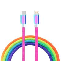 China Vibrant Rainbow Braided Cable - Metal Connector & Tangle-Free Design for sale