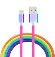 China Vibrant Rainbow Braided Cable - Metal Connector & Tangle-Free Design for sale