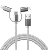 China OEM Braided Multi-Head Charging Cable 3 Interfaces 3A Output and CC60W/CL27W Compatibility for sale