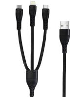 China 1-to-3 USB Cable Set Braided Aluminum Housing for iPhone/Android C-C20V3A 60W max/C-L 9V3A 27W max Durable Long-Lasting for sale