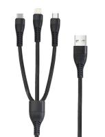 China 1-to-3 USB Cable Set Braided Aluminum Housing for iPhone/Android C-C20V3A 60W max/C-L 9V3A 27W max Durable Long-Lasting for sale