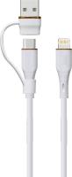 China 2025 3-in-1 Silicone Charging Cable 1m USB A to Lightning USB C Triple Cable for iPhone 15/14/Android/Samsung for sale
