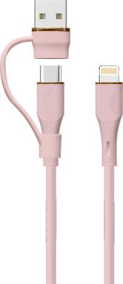 China OEM Supported Pink 2-in-1 USB Cable USB-A USB-C to USB-C Connector for sale