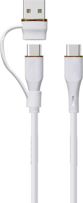 China 2025 3-in-1 Silicone Charging Cable 1m USB A to Lightning USB C Triple Cable for iPhone 15/14/Android/Samsung for sale
