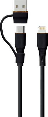 China Fast Charging 2-in-1 USB Cable Silicone Material USB-A/USB-C to Lightning Connector Customized for iPhone for sale