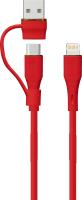China 2025 3-in-1 Fast Charging Cable 1m USB A to USB C Lightning Durable Silicone Cord for iPhone 15/Pro/Android/Samsung/Pixel for sale